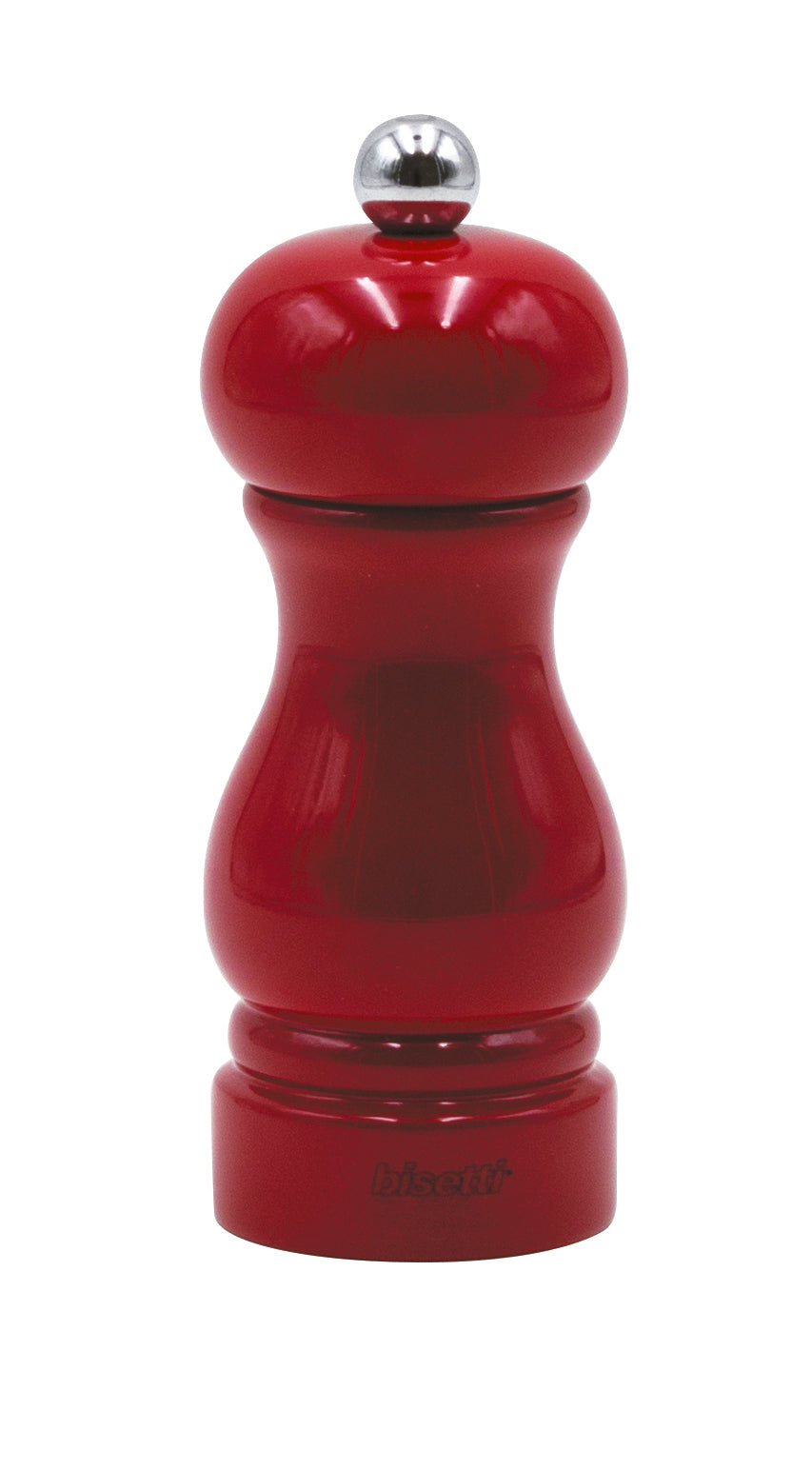 Bisetti Sorrento Red Lacquered Beechwood Pepper Mill With Adjustable G ...