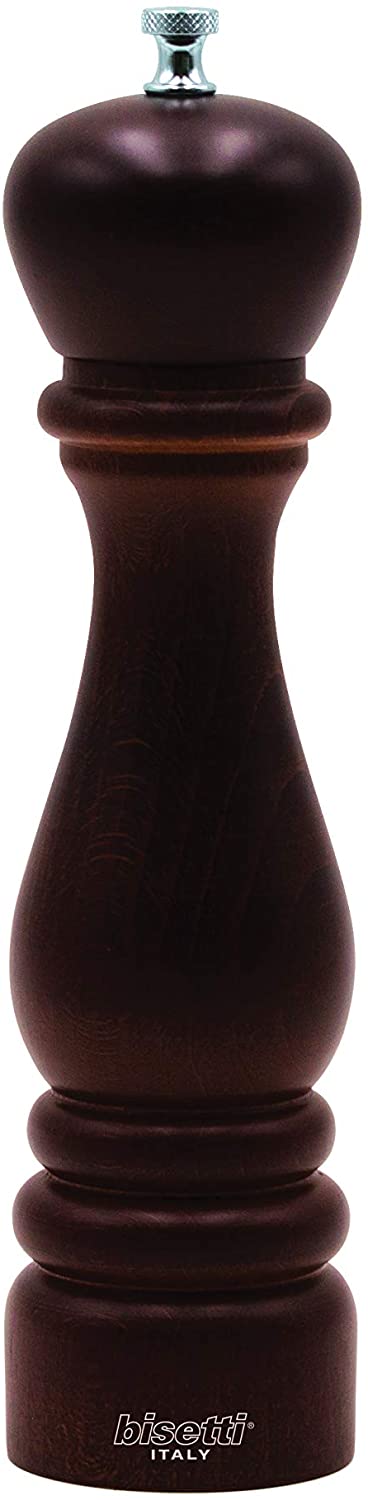 Bisetti Roma Beechwood Pepper Mill With Walnut Finish, 9-7/8-Inches ...