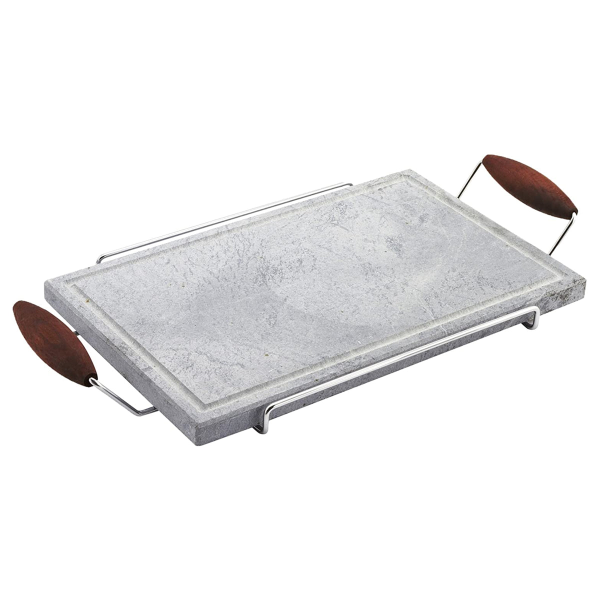 Bisetti Tradition Rectangular Cooking Stone with Chromed Frame & Beech ...